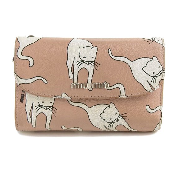 OTHERS | Accessories | Miu Miu Cat Pattern Trifold Wallet Leather Pink ...
